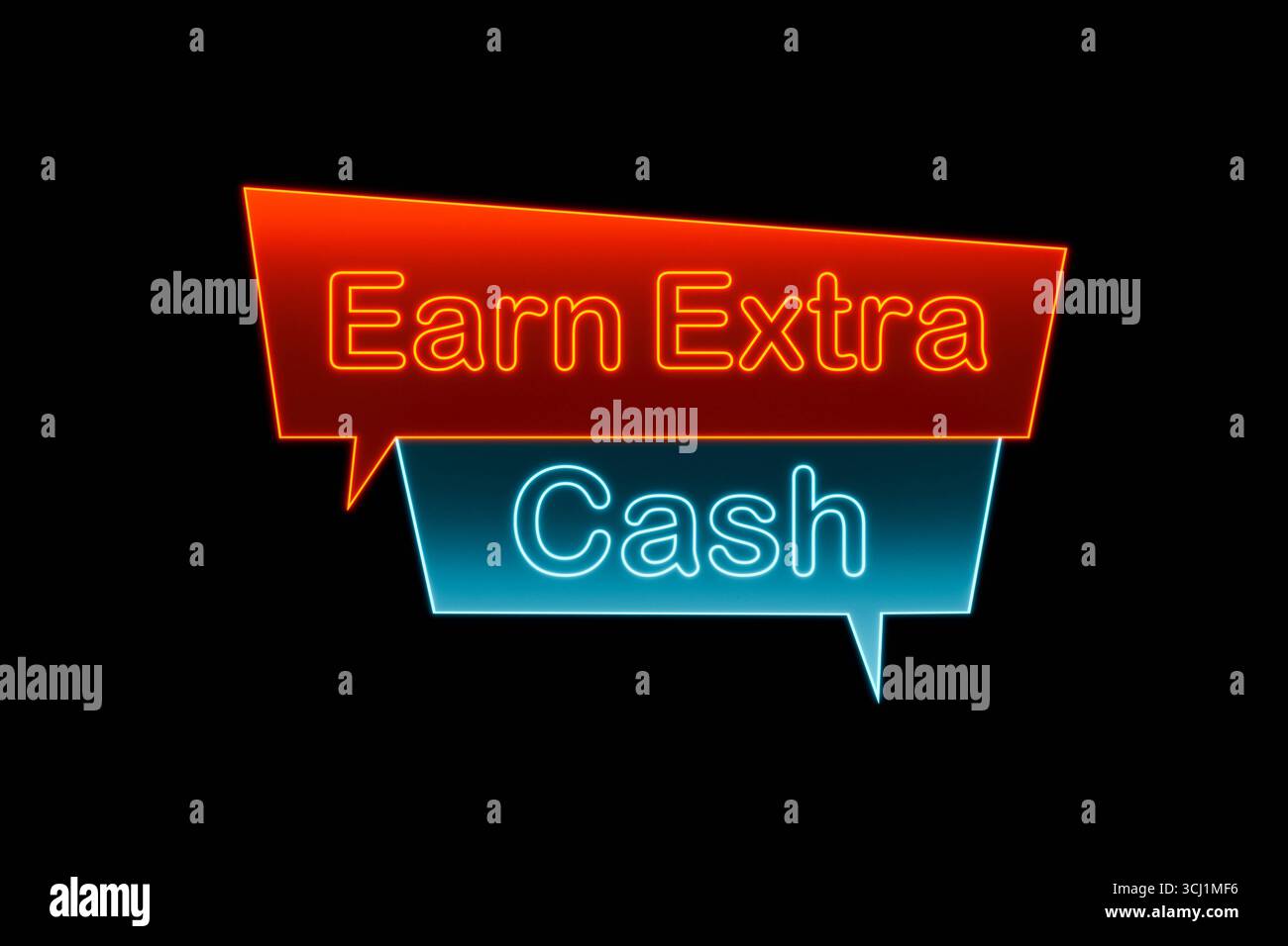 Earn extra cash. Earn extra cash. Illuminated neon speech bubble ...
