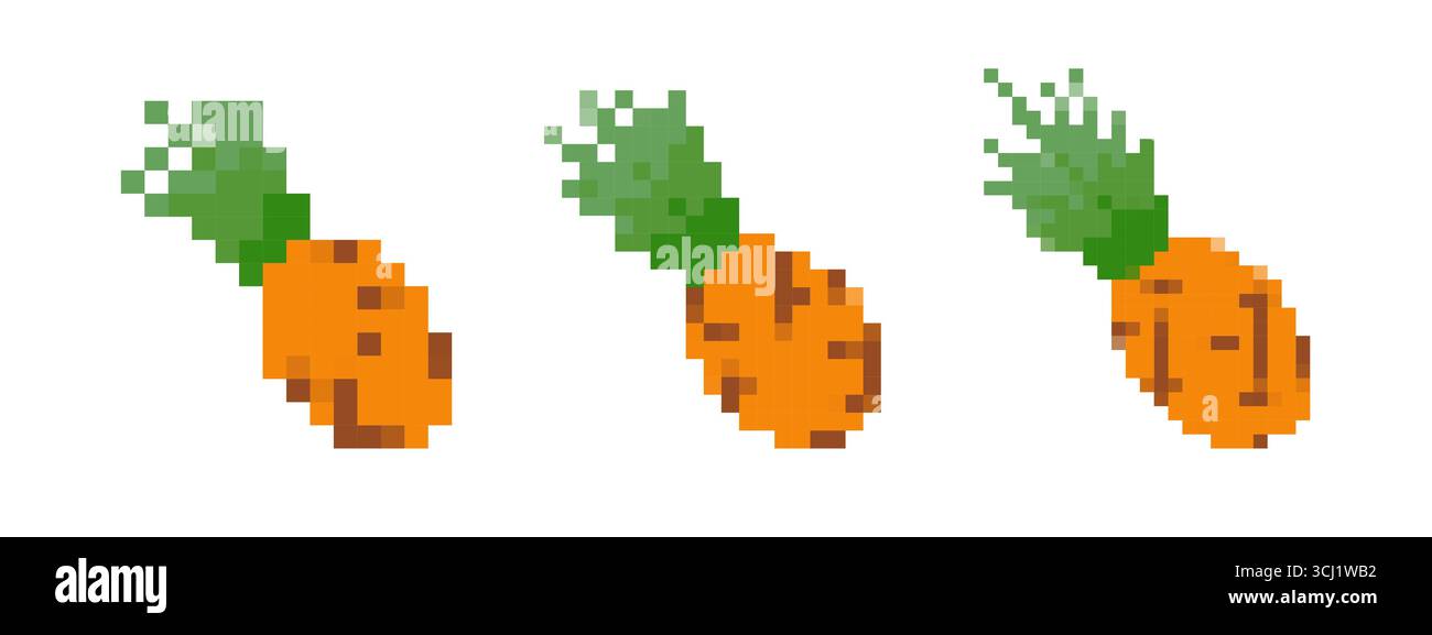 Mosaic pixel art pineapples in vibrant 8 bit style with retro gaming ...