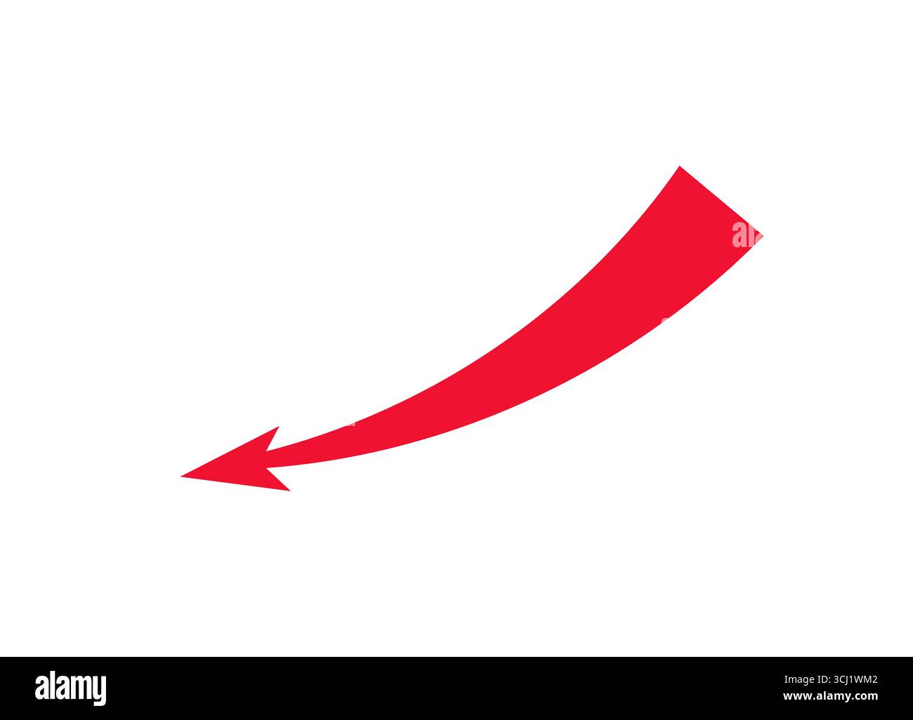 Dynamic red war arrow with curved path for strategic motion and ...