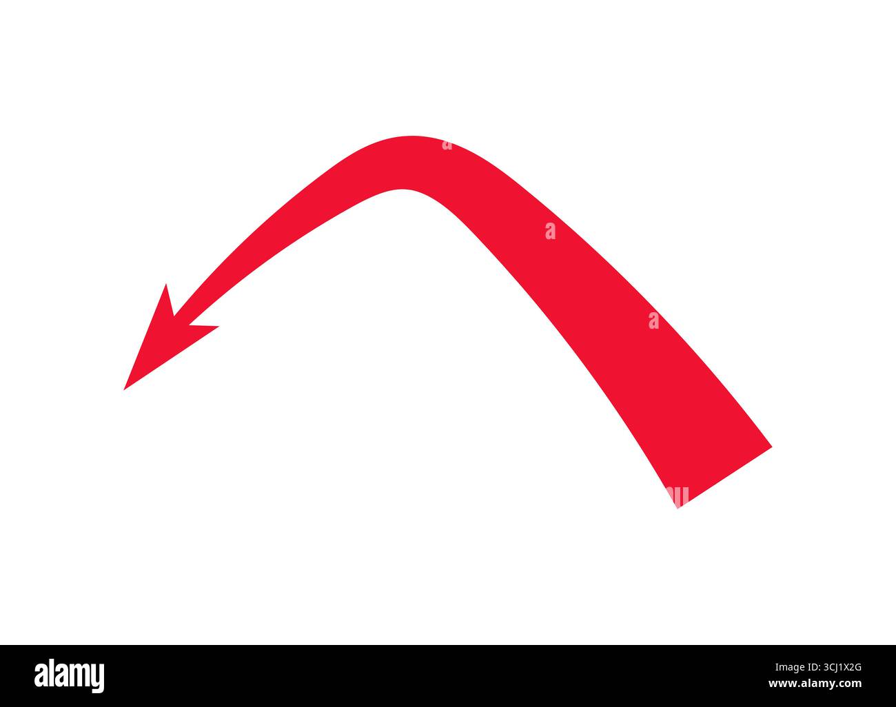Curved arrow in bold red with dynamic motion for strategic attack ...