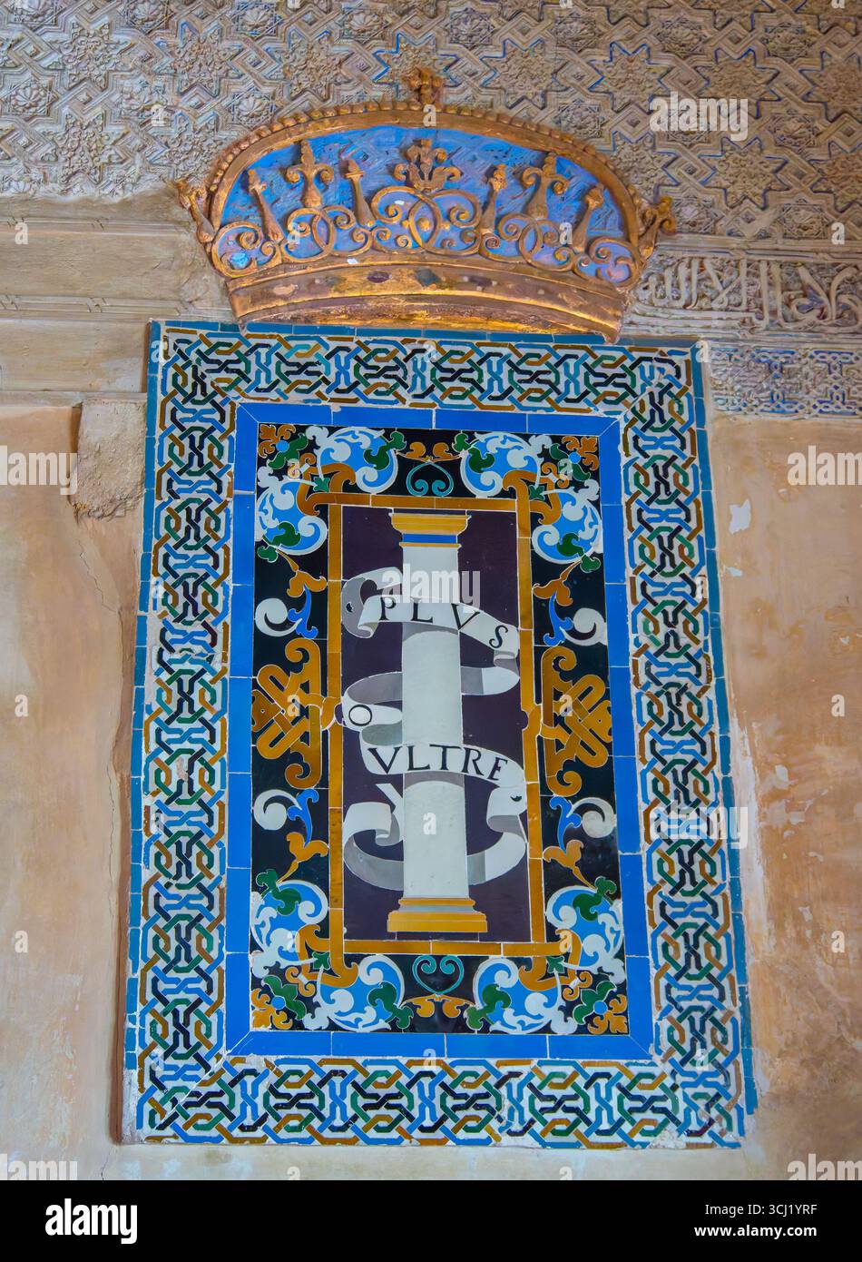 Granada, Spain - March 12, 2025: Close up of the tile mural featuring ...