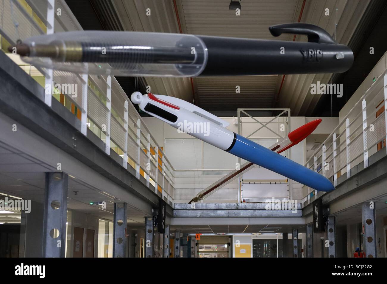 Large decorative BIC pens on display inside BIC Factory in Montévrain ...