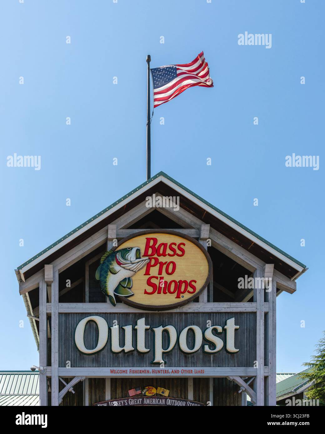 Atlantic City, NJ - Aug 26, 2025: 4:5 ratio view of Bass Pro Shops ...