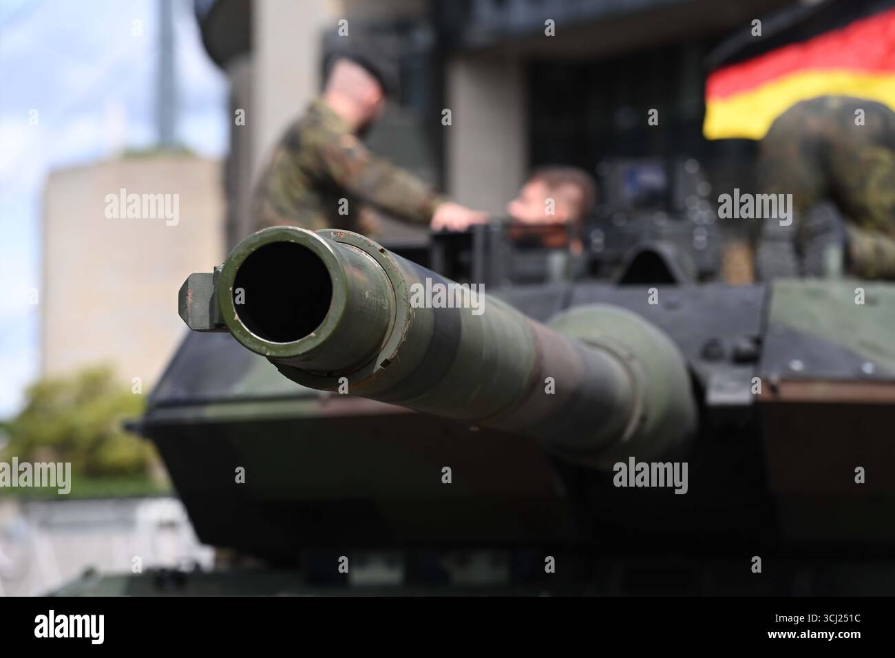 Exhibited Leopard 2A6 main battle tank, general, feature, border motif ...