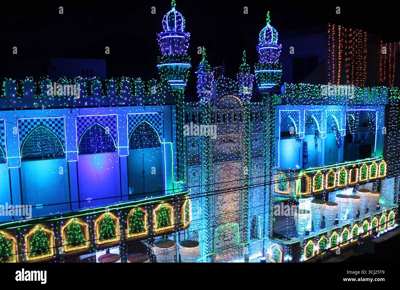 LAHORE, PAKISTAN, SEP 04: A beautiful illuminated view of the Oonchi ...