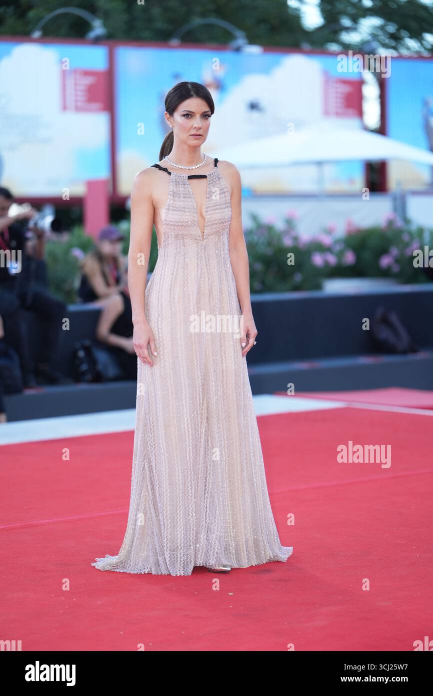 Barbara Ronchi poses for photographers on the red carpet for the film 'Elisa' during the 82nd ...