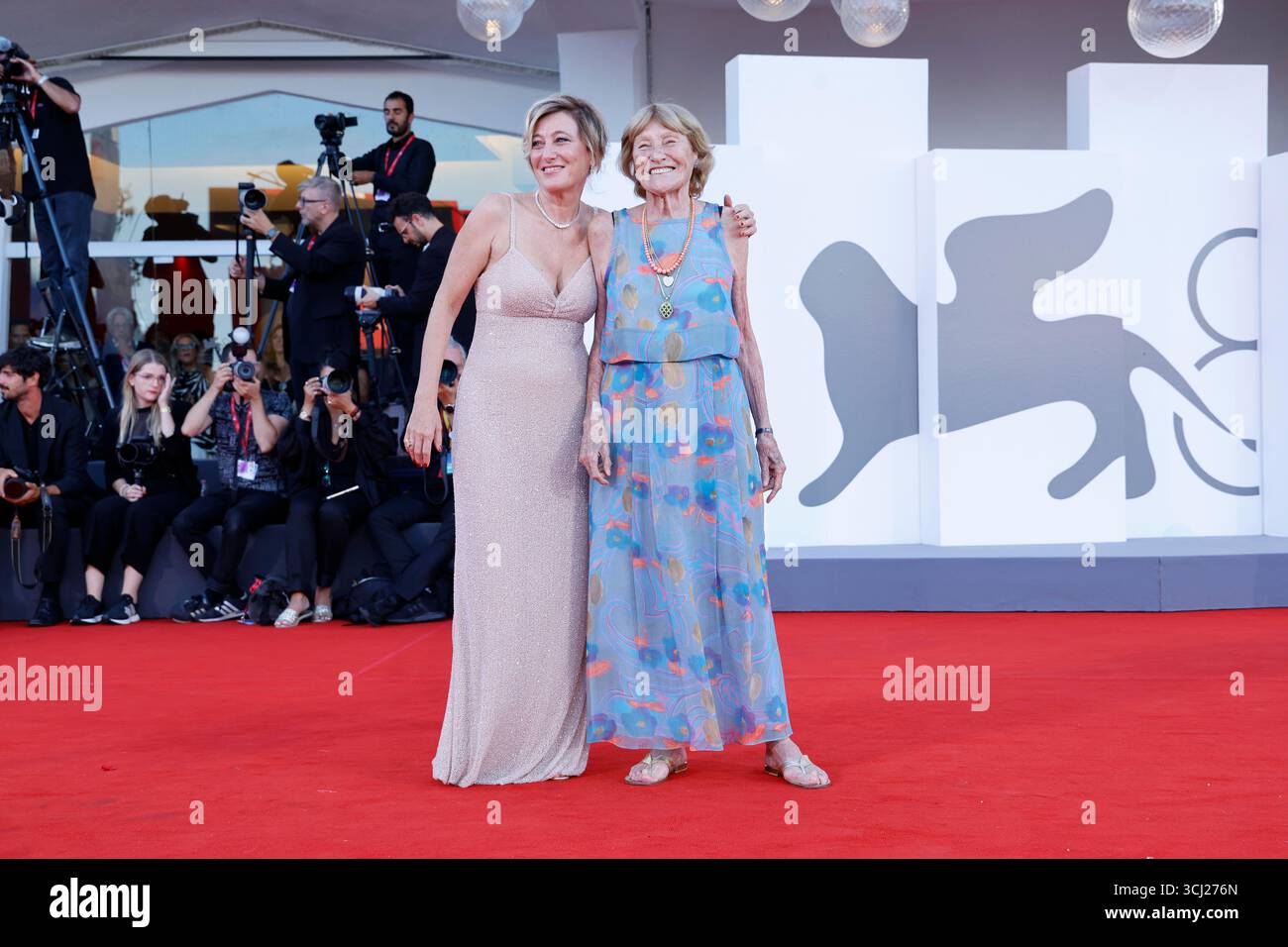 Valeria Bruni Tedeschi and Marisa Borini attend the premiere of 'Duse' during the 82nd Venice ...