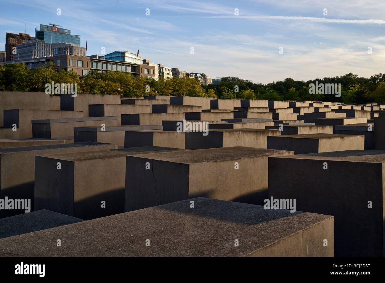 Expansive top view of Holocaust Memorial blocks in Berlin, daylight ...