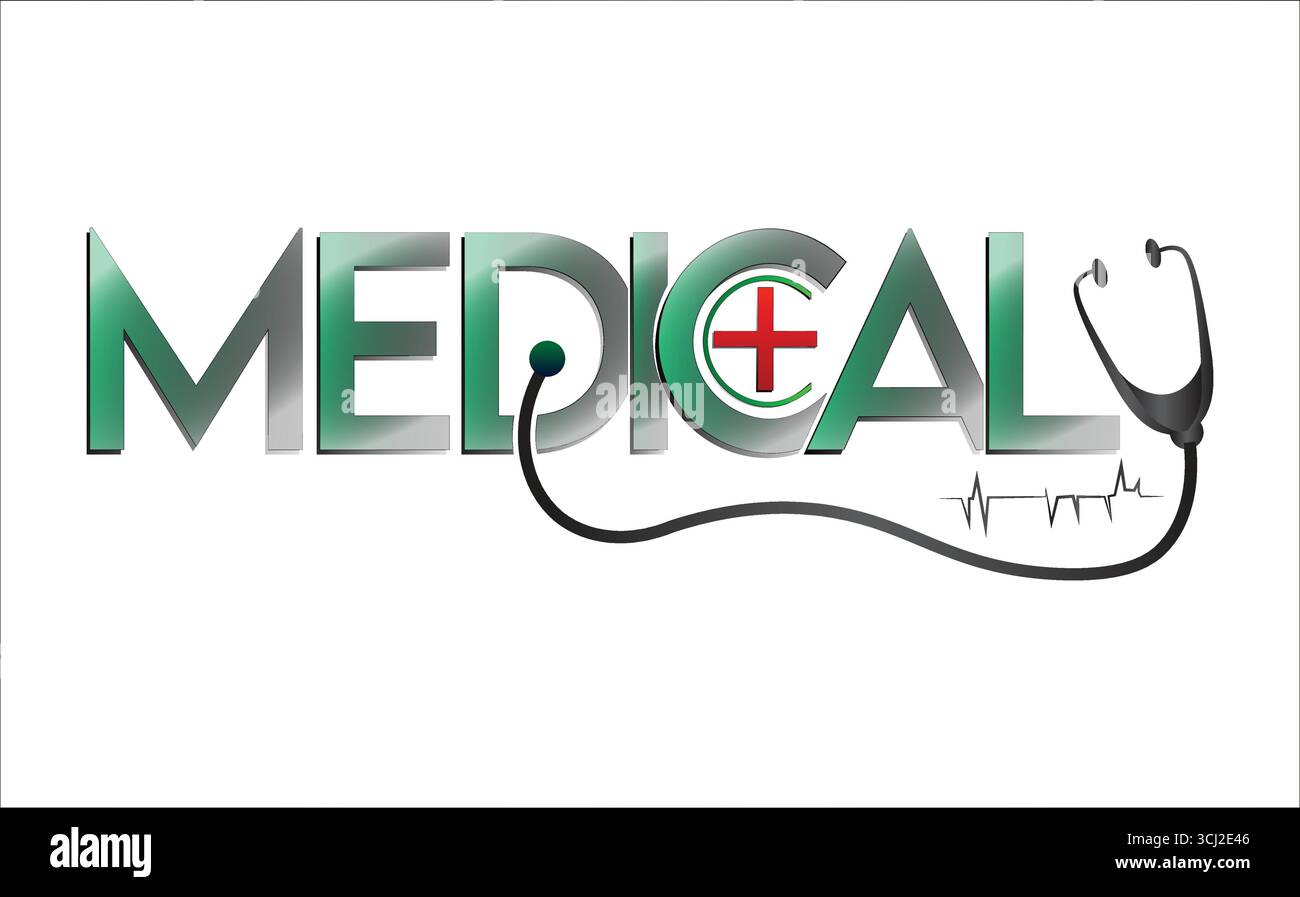 Medical text logo medical care creative text effect vector images Stock ...