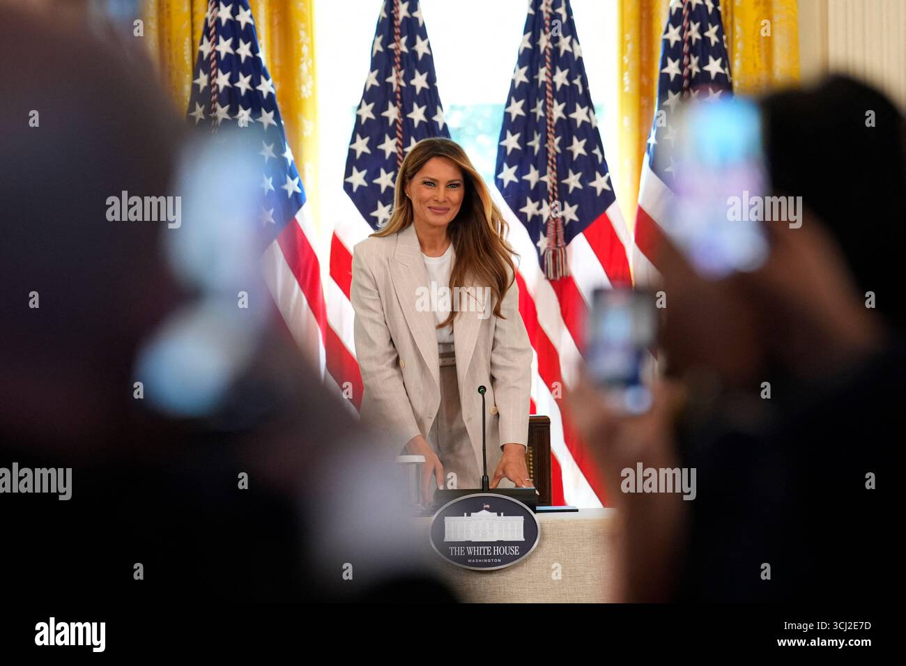 US first lady Melania Trump arrives at Task Force on Artificial ...