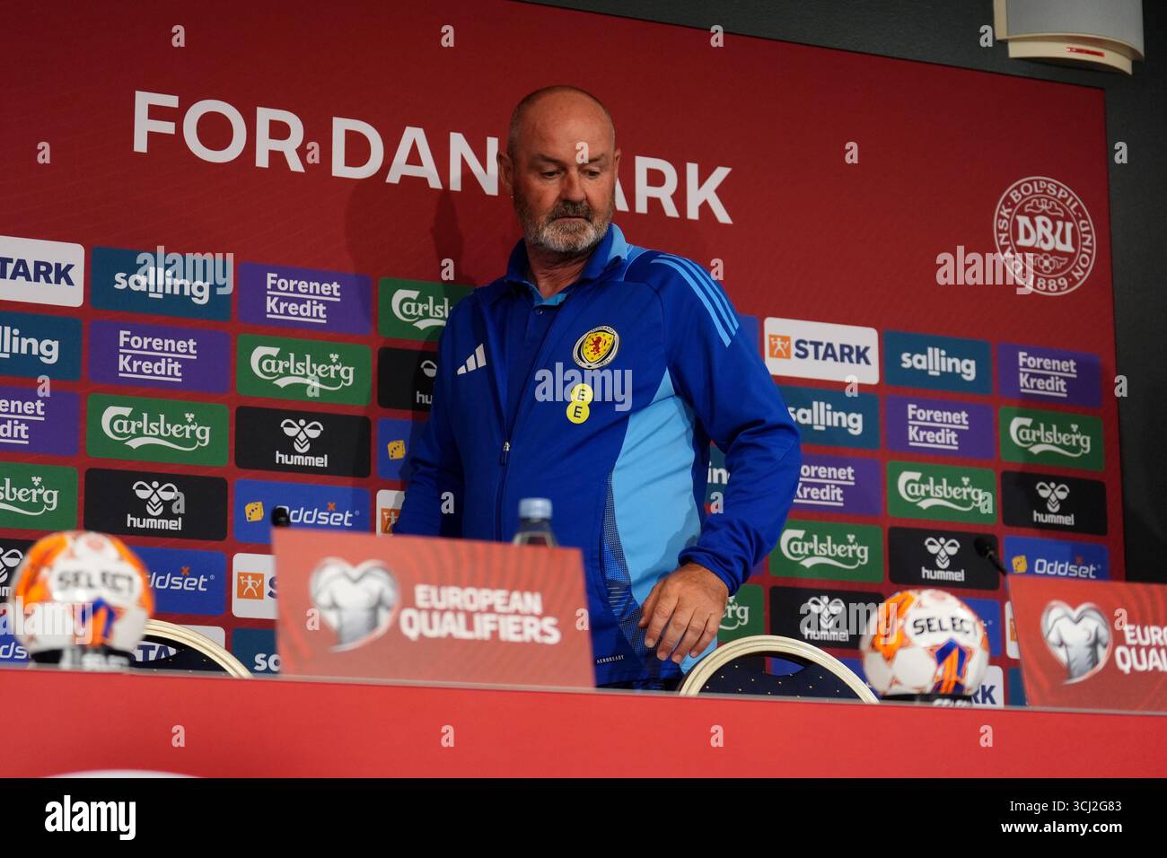 Scotland manager Steve Clarke during a press conference at Parken ...