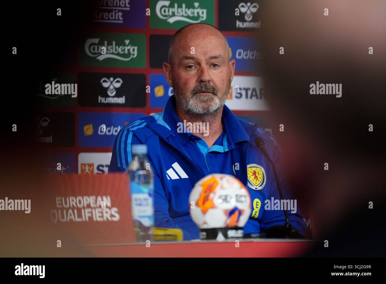 Scotland manager Steve Clarke during a press conference at Parken ...