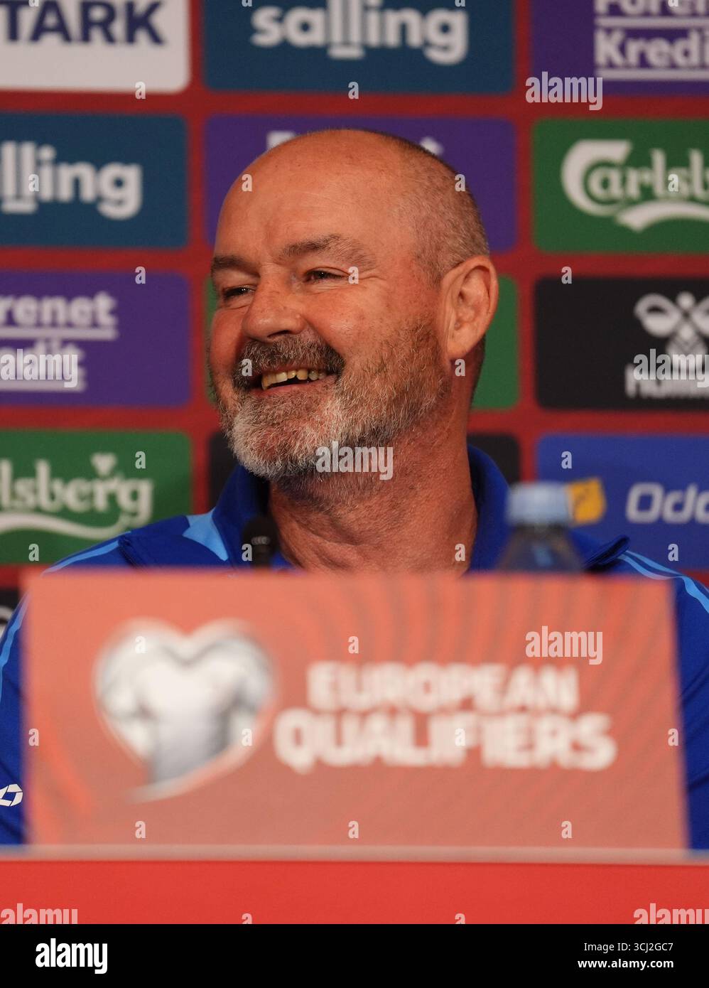 Scotland manager Steve Clarke during a press conference at Parken ...