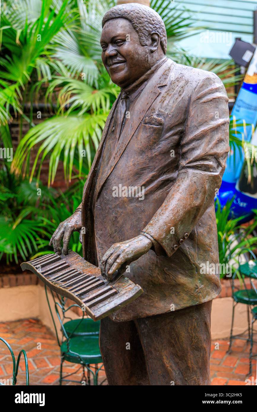 Bronze statue of the legendary pianist and singer Antoine "Fats" Domino ...