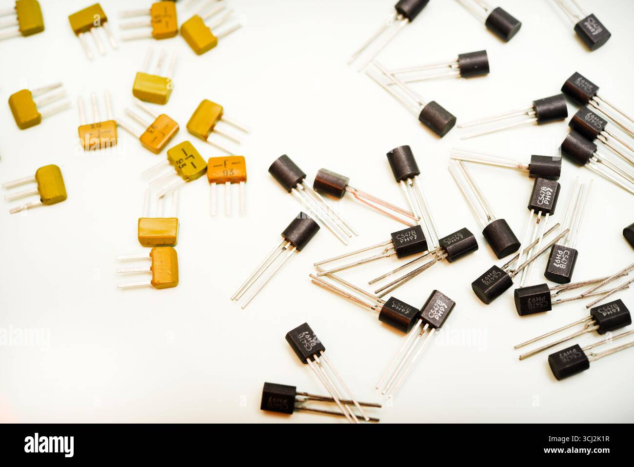 Bipolar transistors on a white background. Semiconductor devices ...