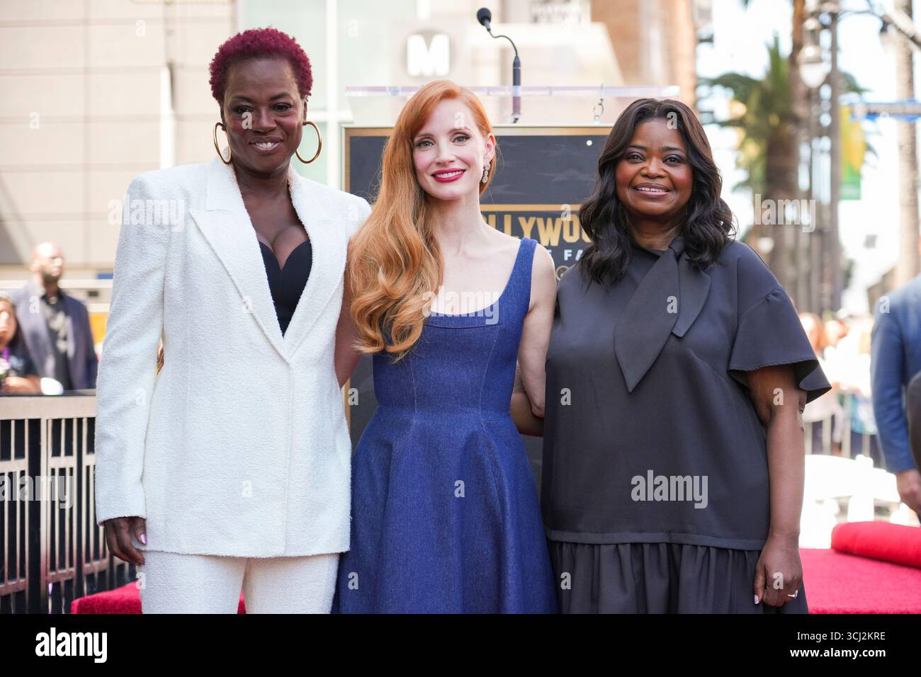 Viola Davis, from left, Jessica Chastain, and Octavia Spencer pose with ...