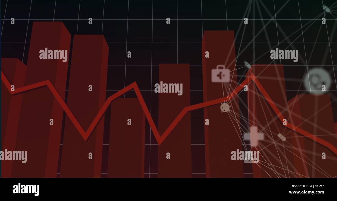 Displaying red bar graphs with overlaid line graph on digital dashboard ...