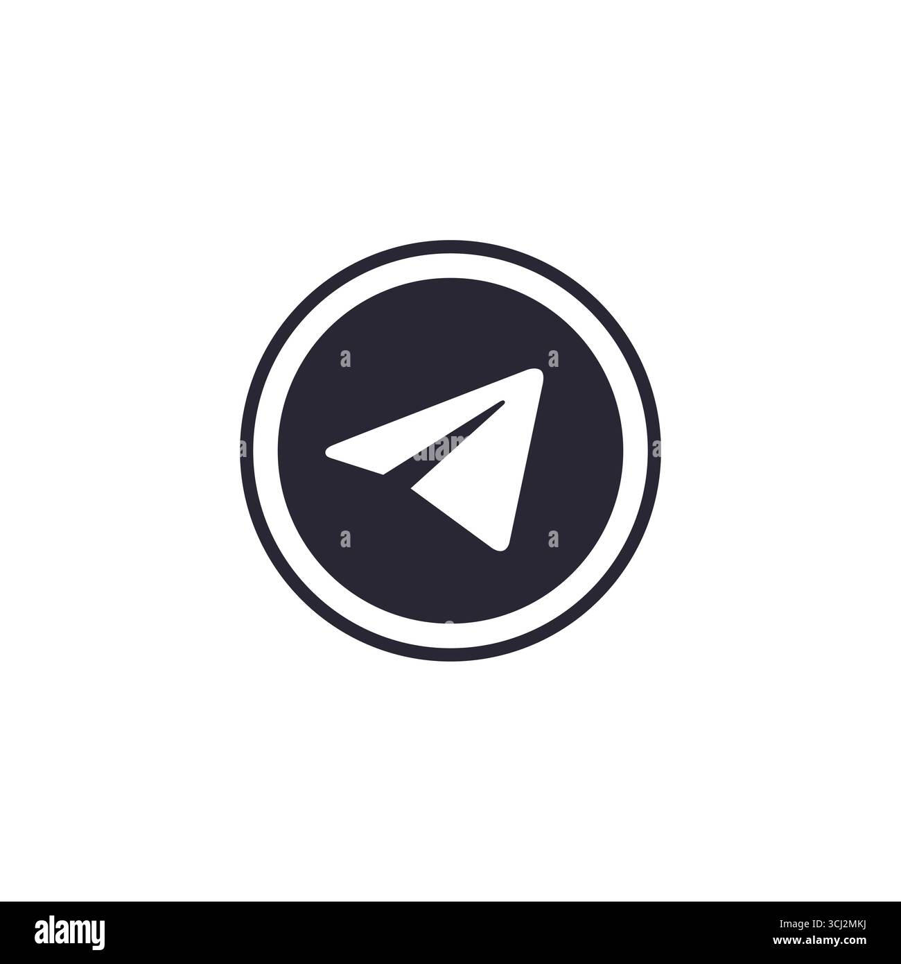 Modern Telegram messenger black circular logo with double outline for ...