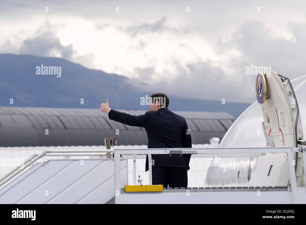 Secretary of State Marco Rubio boards his plane on departure from Quito ...