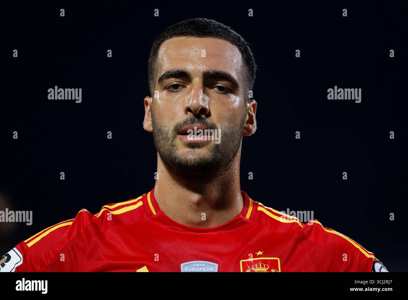 Spain's Mikel Merino celebrates after scoring his side's third goal ...