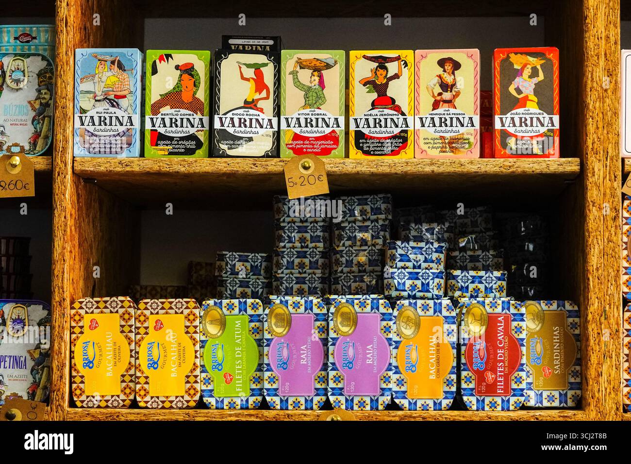 Colorful sardine cans on display at the Conserveira de Lisboa ...