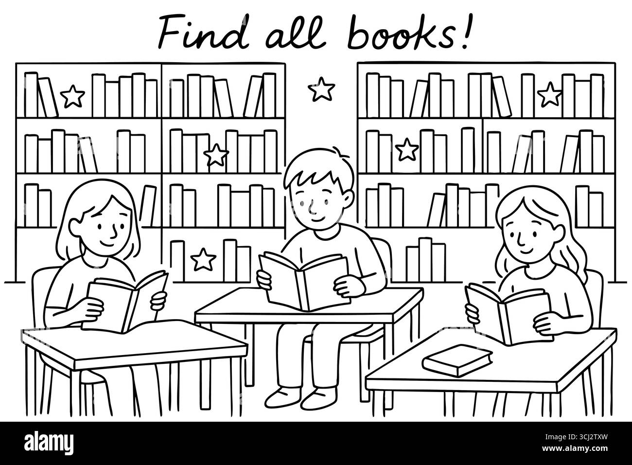 Bookshelf books outline simple Stock Vector Images - Alamy