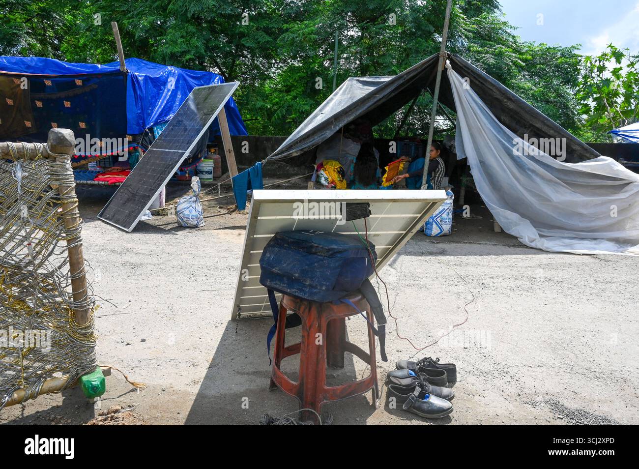 NOIDA, INDIA - SEPTEMBER 4: Flood-affected residents on Noidas Pushta ...