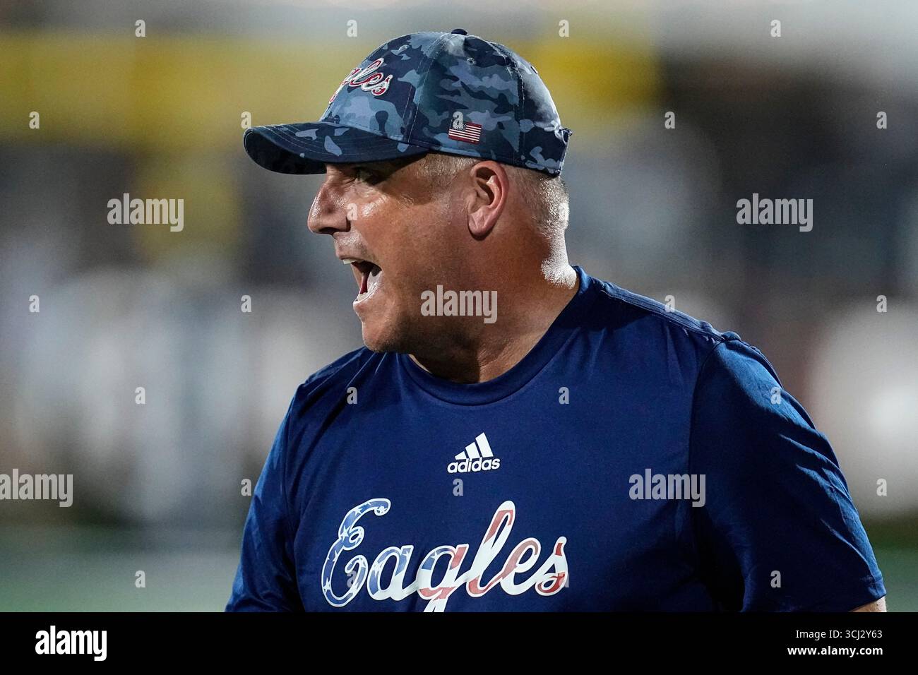 FILE - Georgia Southern head coach Clay Helton reacts on the sideline ...