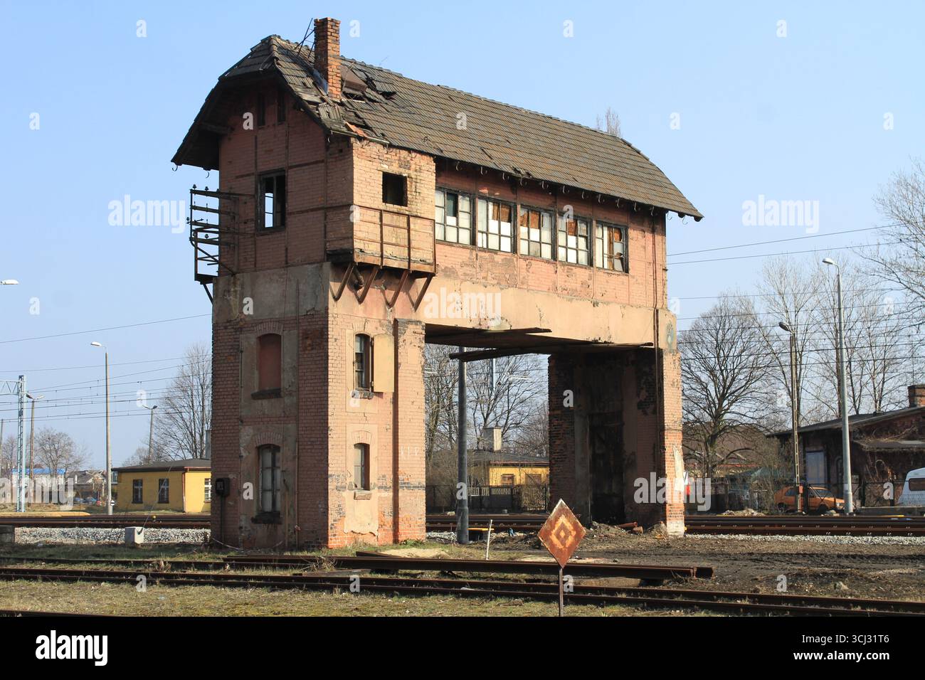 Historic disused railway signal box at the Open-air Museum for Rolling ...