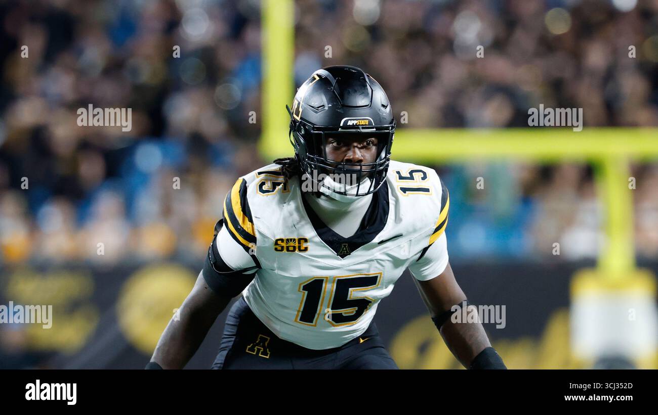 Appalachian State defensive lineman Thomas Davis plays during an NCAA ...
