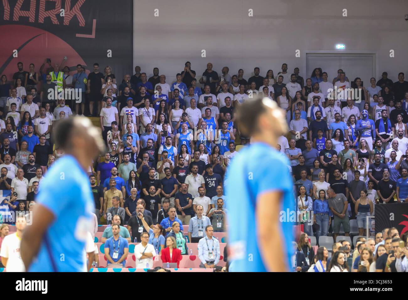 Greece fans are seen during the National Anthem. Spain plays against ...