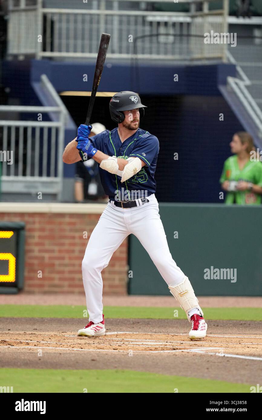 Paxton Kling (25) of the Hub City Spartanburgers at bat in a South ...
