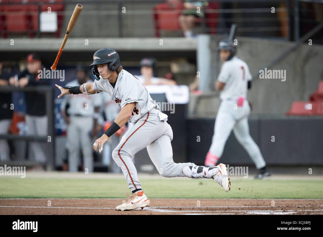 Brayden Smith (14) of the Delmarva Shorebirds at bat during a Carolina League baseball game ...