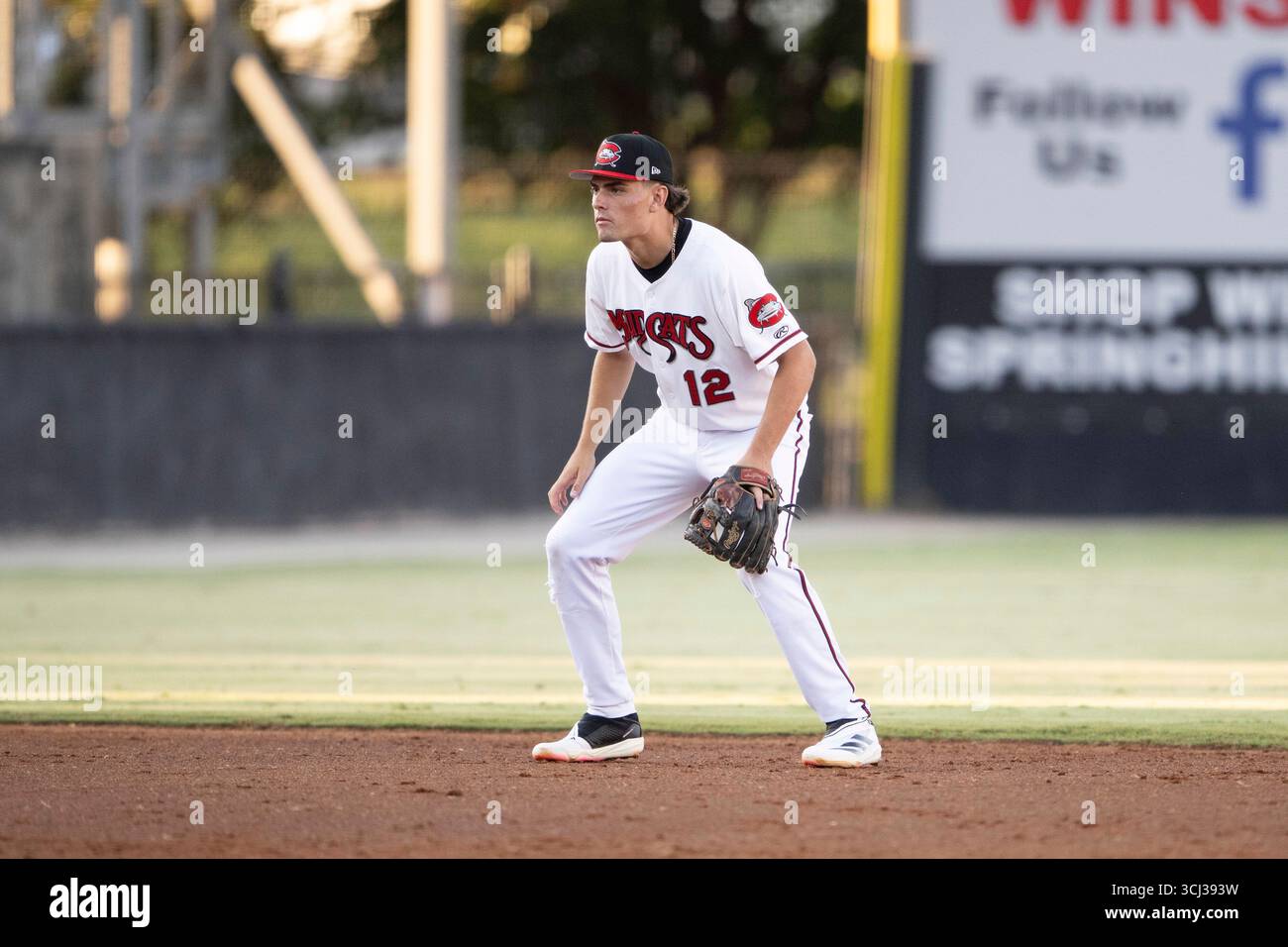 Shortstop Brady Ebel (12) of the Carolina Mudcats on defense during a ...