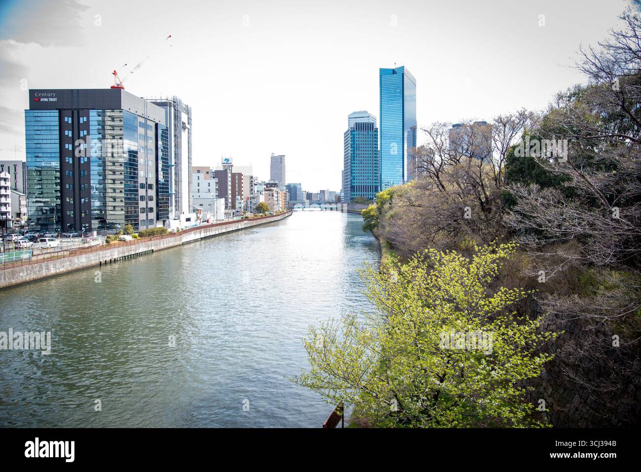 Riverfront Skyline of Osaka City, Japan. Modern Osaka skyline with ...