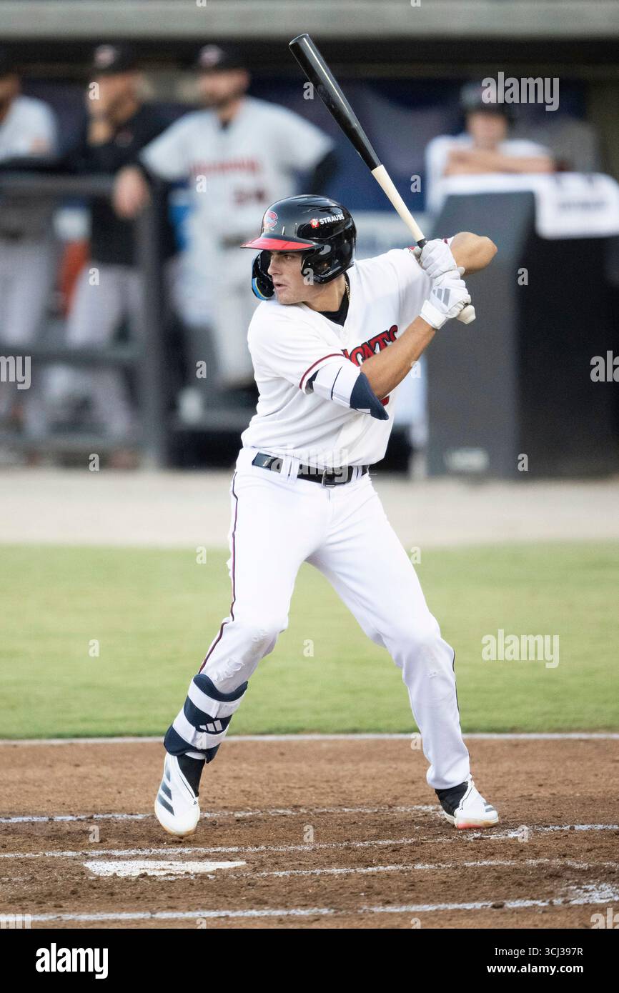 Brady Ebel (12) of the Carolina Mudcats at bat during a Carolina League ...