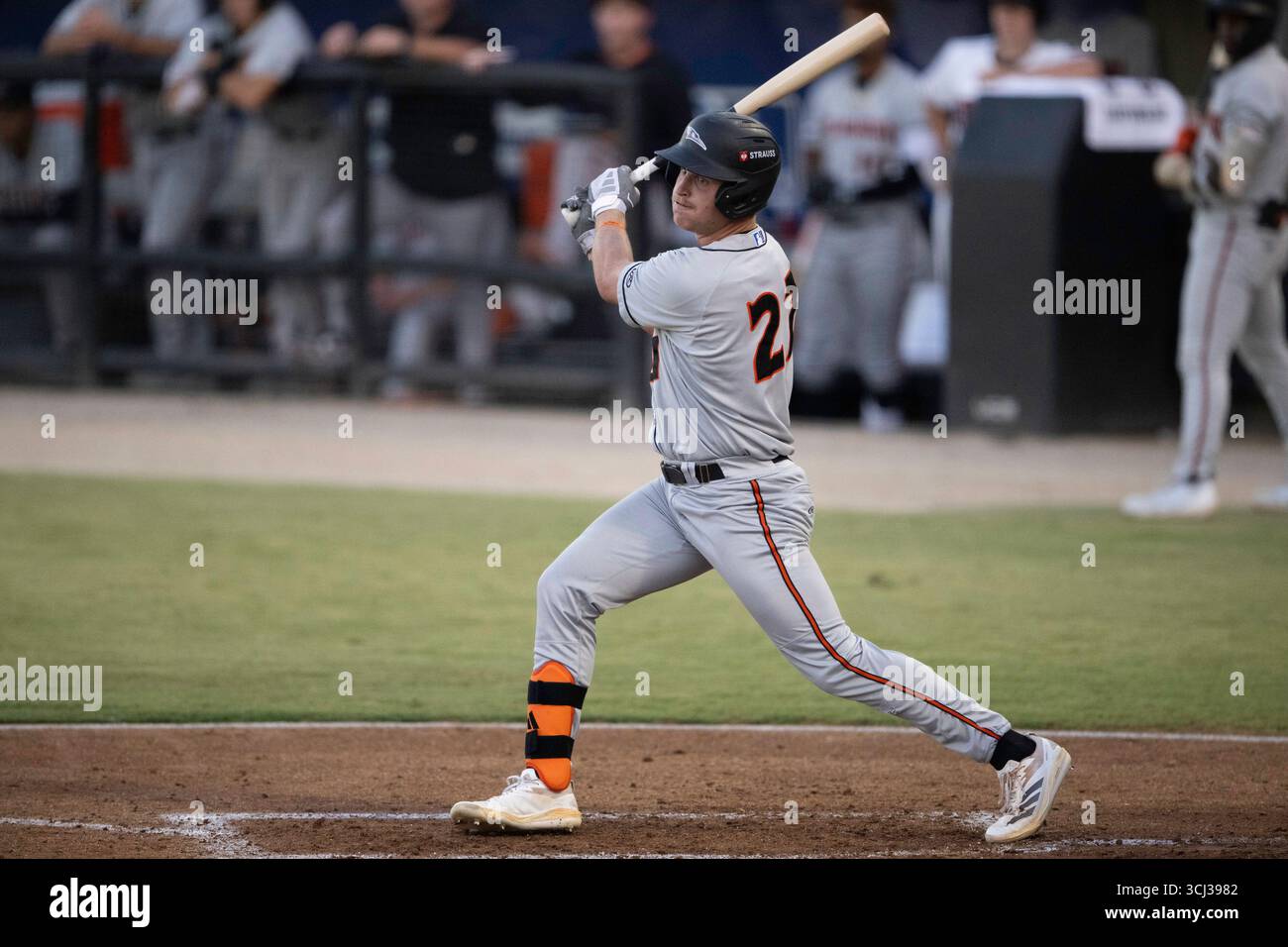 Ike Irish (27) of the Delmarva Shorebirds at bat during a Carolina ...