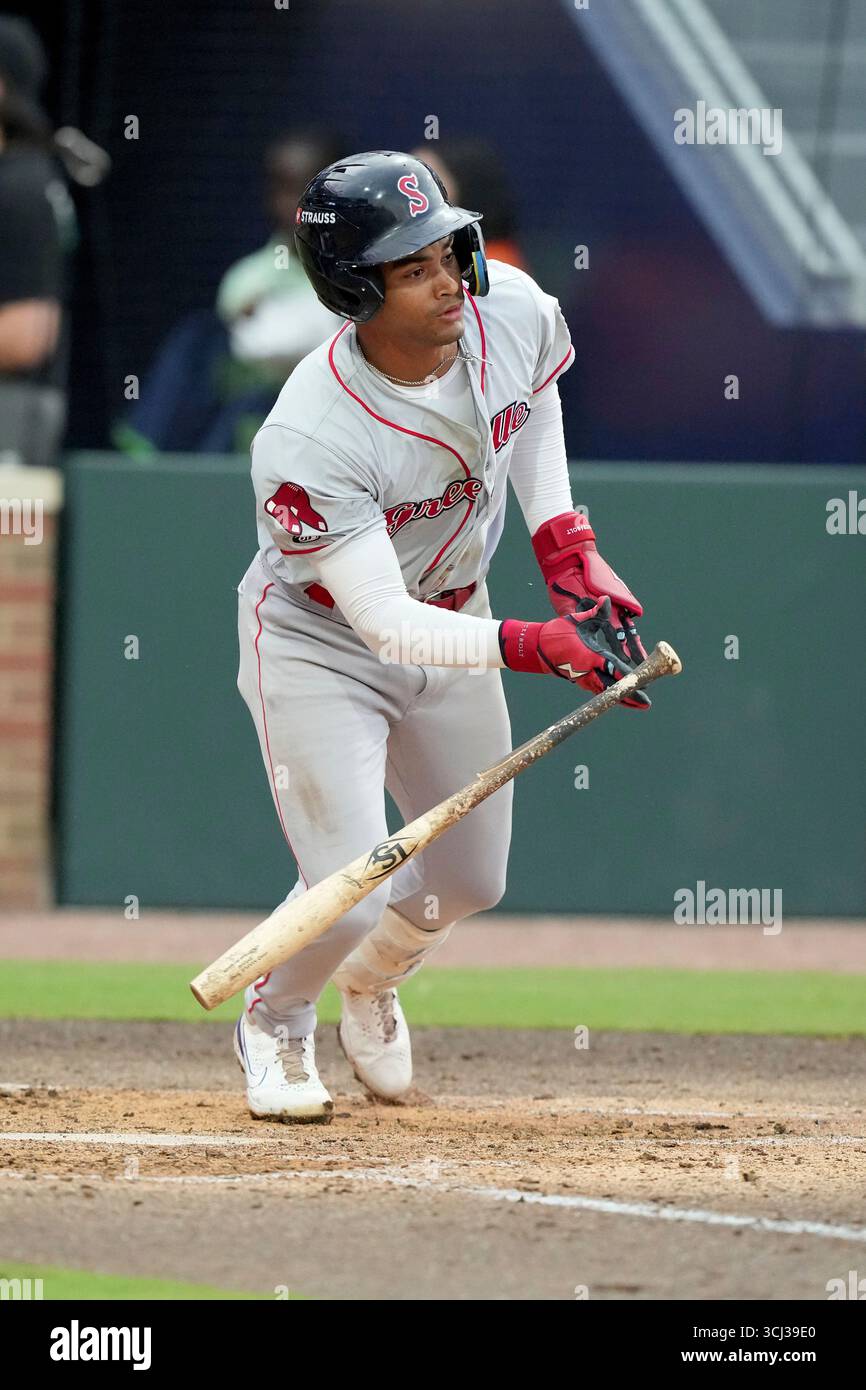 Maximus Martin (6) of the Greenville Drive at bat in a South Atlantic ...