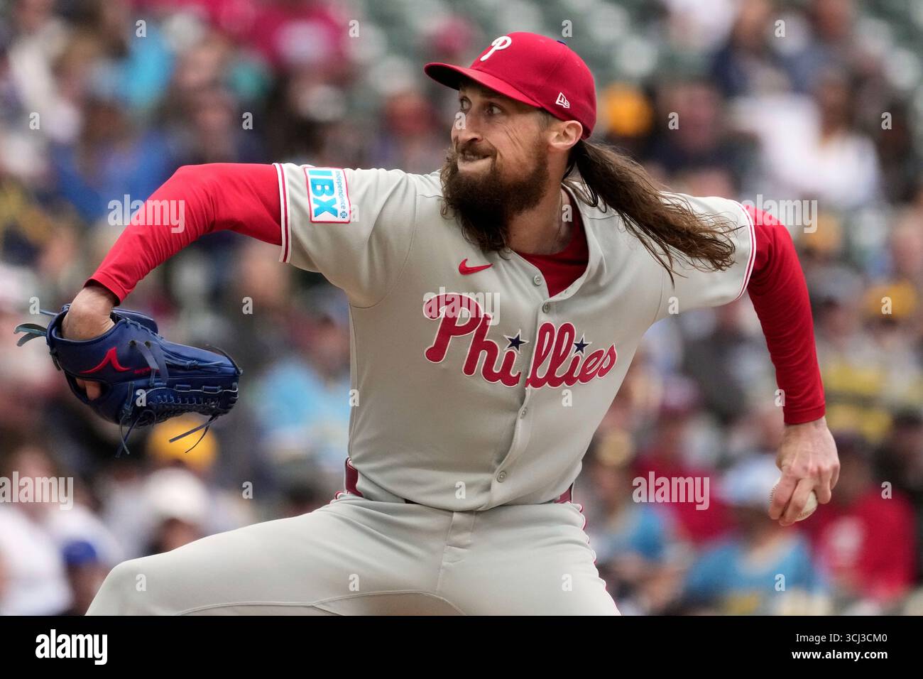 Philadelphia Phillies' Matt Strahm throws during the eighth inning of a ...