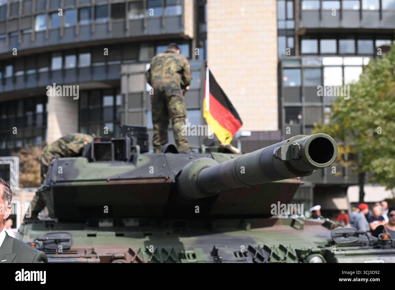 Exhibited Leopard 2A6 main battle tank, general, feature, border motif ...