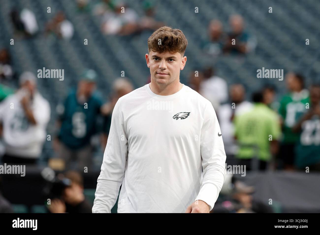 Philadelphia Eagles cornerback Cooper DeJean looks on during pre-game ...