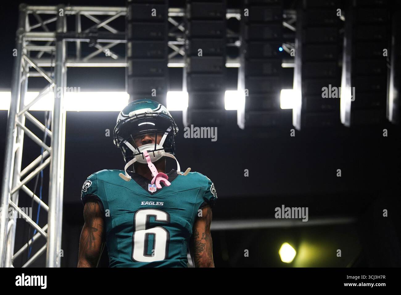 Philadelphia Eagles wide receiver DeVonta Smith walks onto the field ...