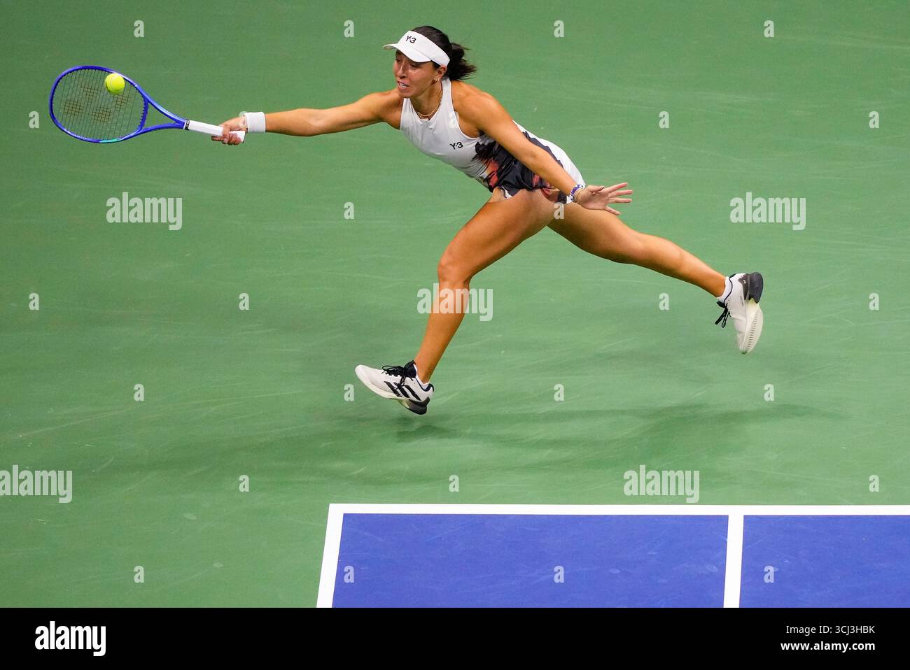 Jessica Pegula, of the United States, returns a shot to Aryna Sabalenka ...