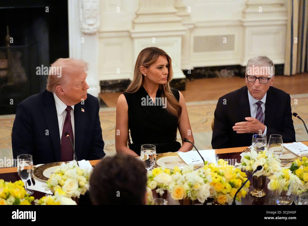 Microsoft's Bill Gates speaks at a dinner with President Donald Trump ...