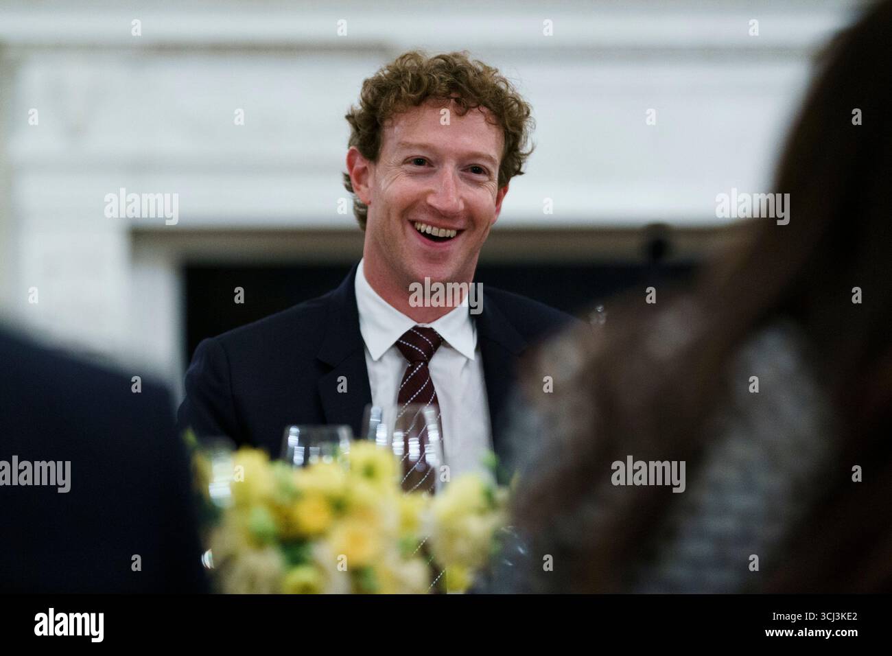 Meta CEO Mark Zuckerberg attends a dinner hosted by President Donald ...