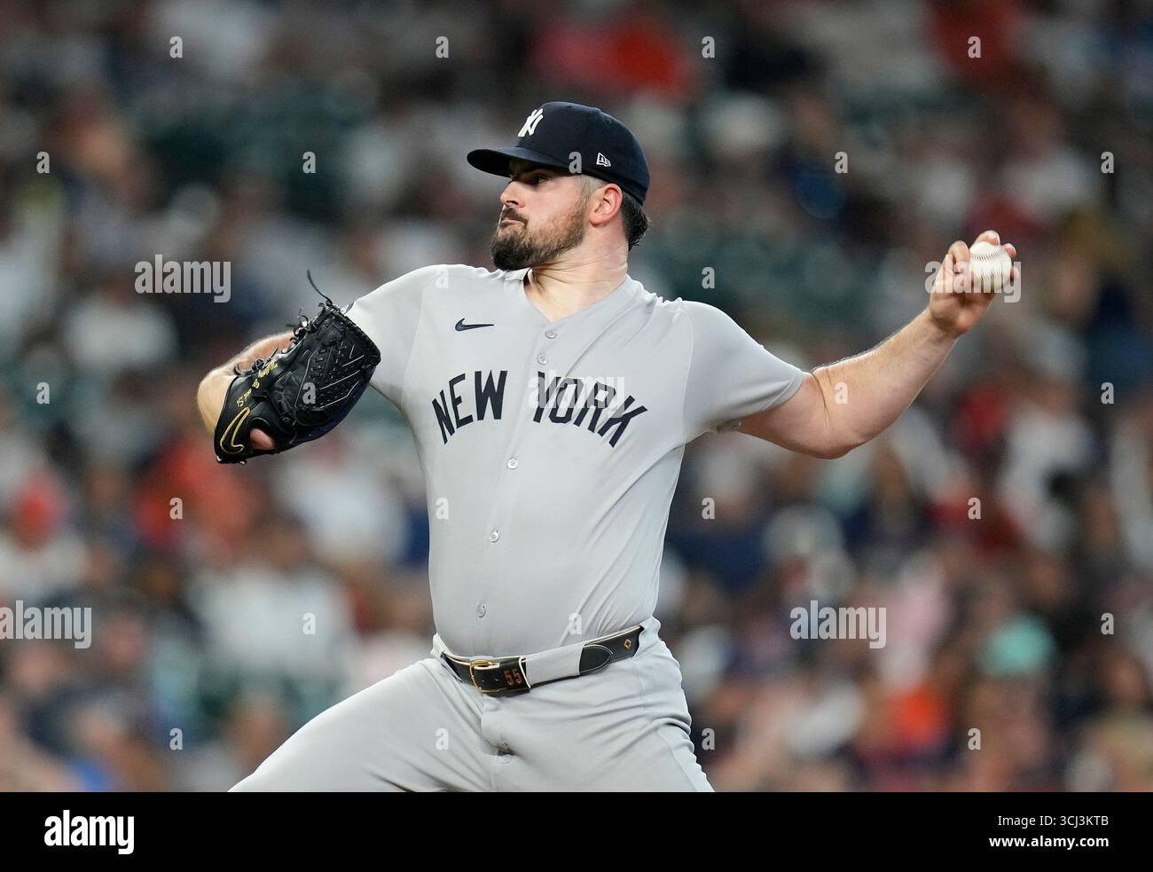New York Yankees starting pitcher Carlos Rodon delivers against Houston ...