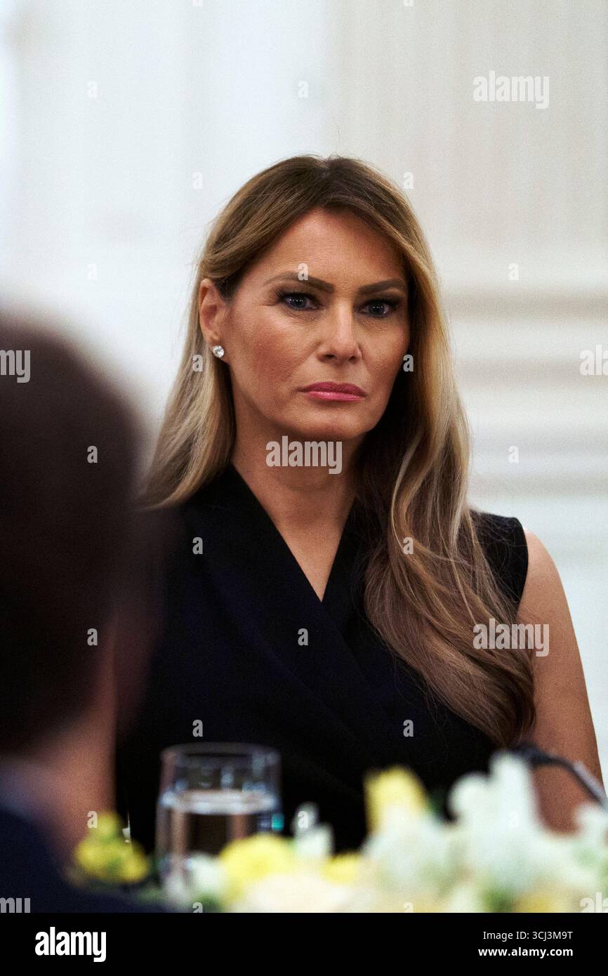 US First Lady Melania Trump during a dinner with US tech leaders at the ...