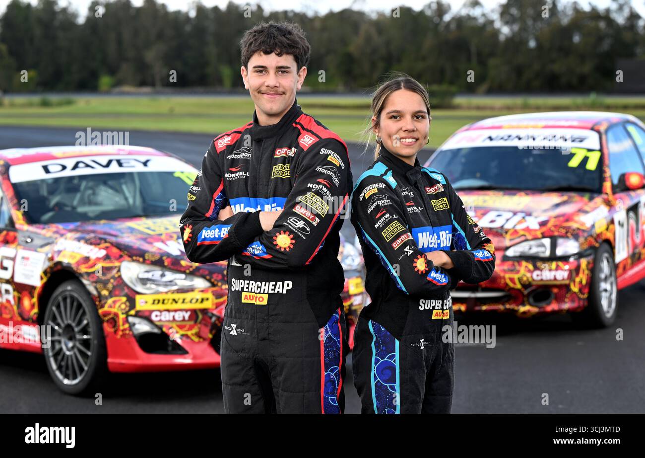 Teenage Indigenous motorsport drivers Kade Davey (left) and Karlai ...