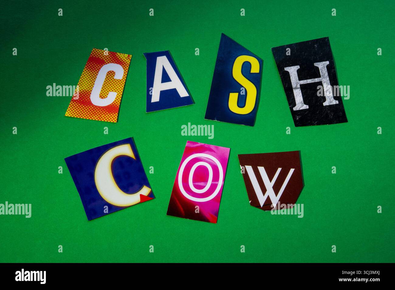 "Cash Cow" using cut-out paper letters in the ransom note effect ...
