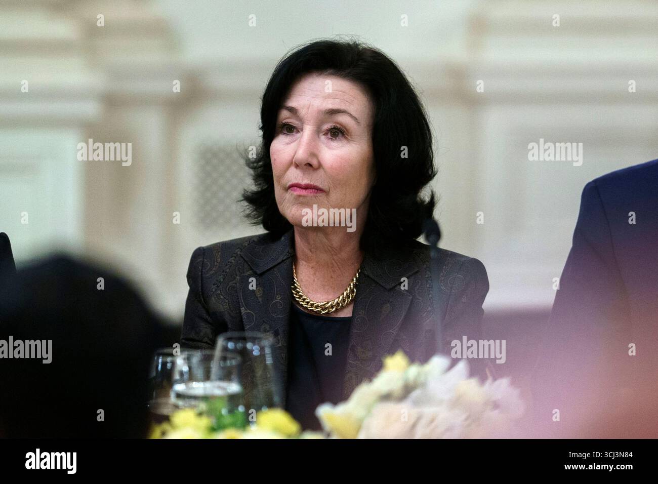 Safra Catz, CEO of Oracle during a dinner hosted by US President Donald ...